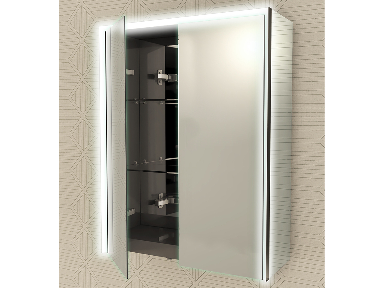Specchio Bagno con Luce Led Bh Contenitore 50X70 con 2 Ante - Iperceramica