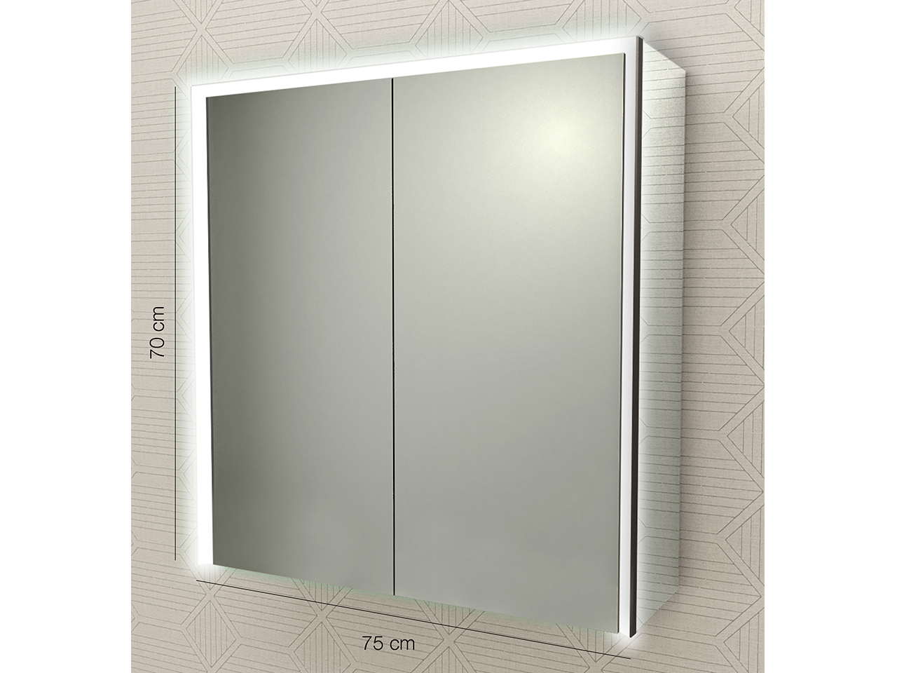 Specchio Bagno con Luce Led Bh Contenitore 75X70 con 2 Ante - Iperceramica