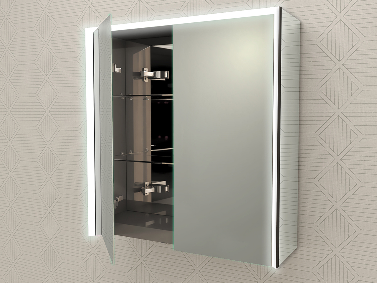 Specchio Bagno con Luce Led Bh Contenitore 90X70 con 2 Ante - Iperceramica
