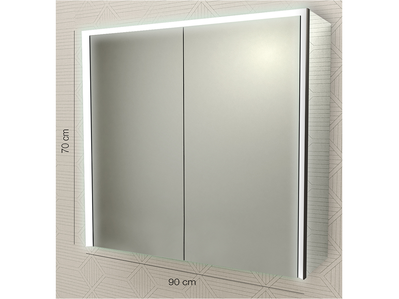 Specchio Bagno con Luce Led Bh Contenitore 90X70 con 2 Ante - Iperceramica