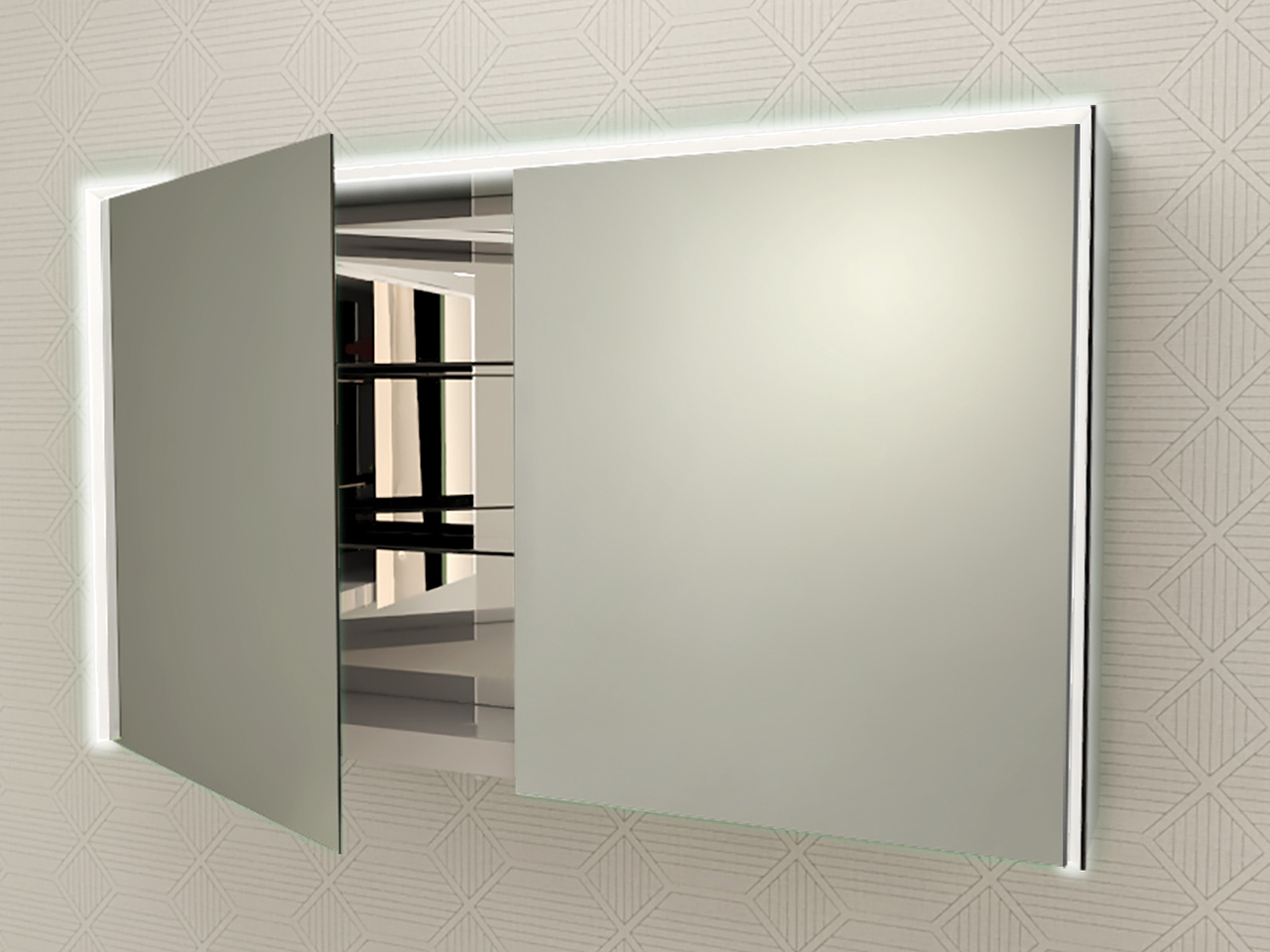Specchio Bagno con Luce Led Bh Contenitore 120X70 con 2 Ante - Iperceramica