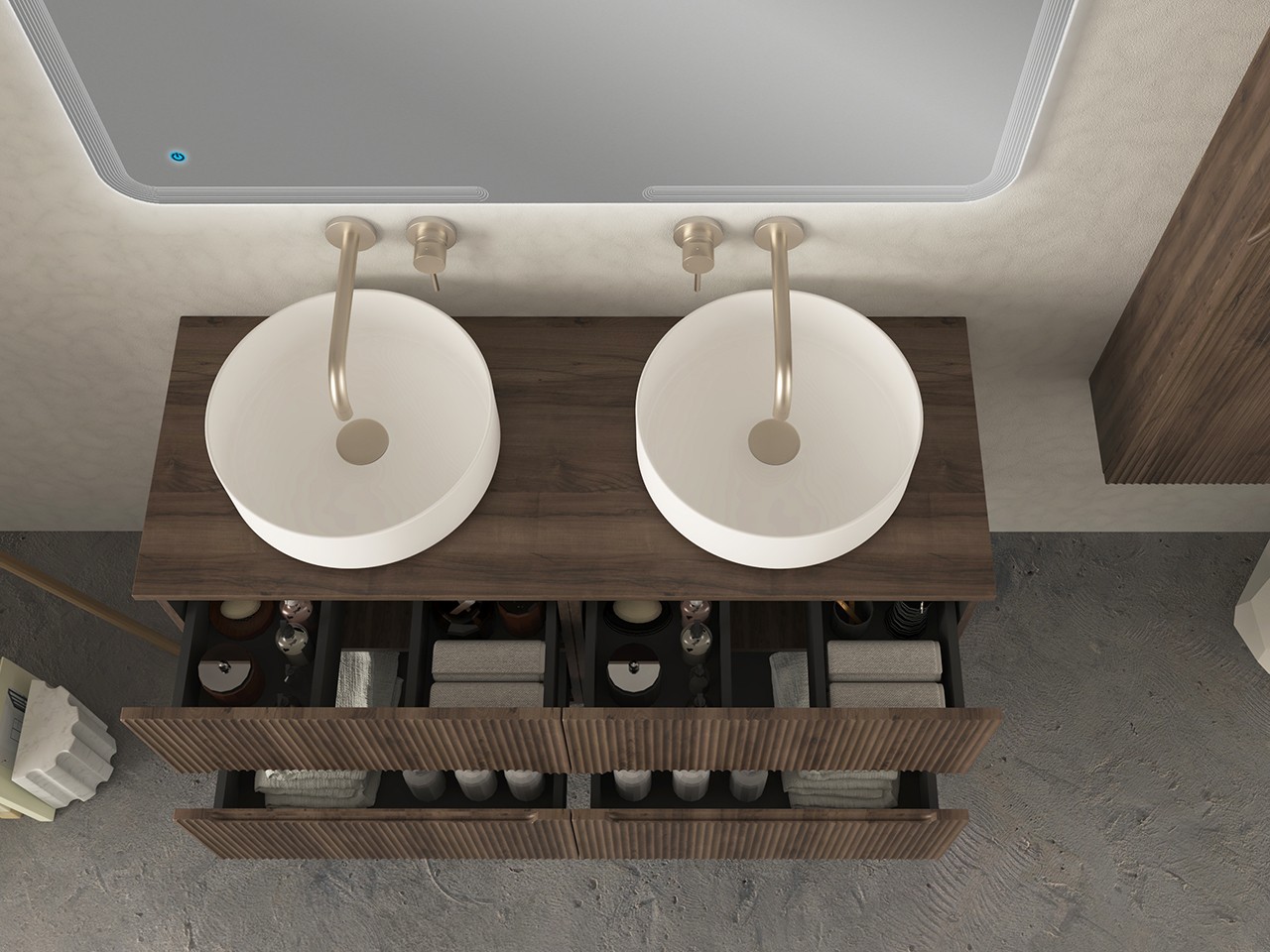 Mobile Bagno FARO 120 cm Cannettato Noce con Toppino per Lavabo in ...