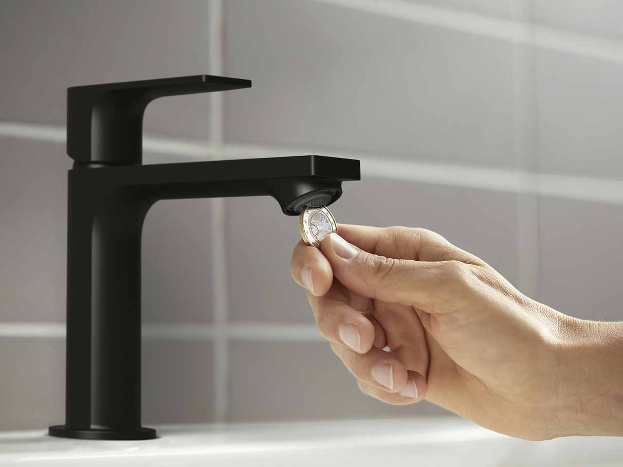 Mitigeur pour lavabo Hansgrohe® Rebris E 110 monocommande noir mat ...