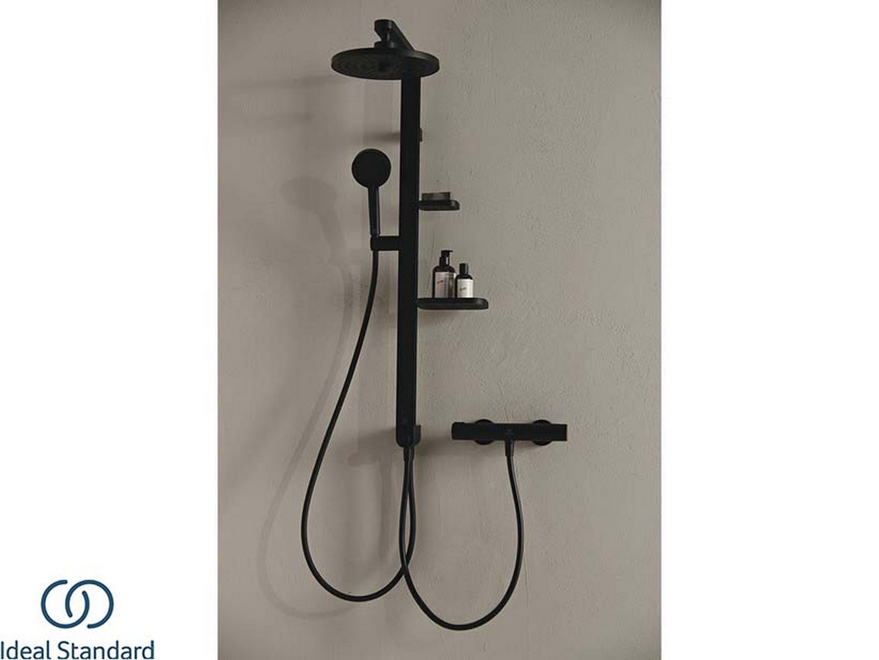 1-Way Thermostatic External Shower Mixer Silk Black - Iperceramica-mt