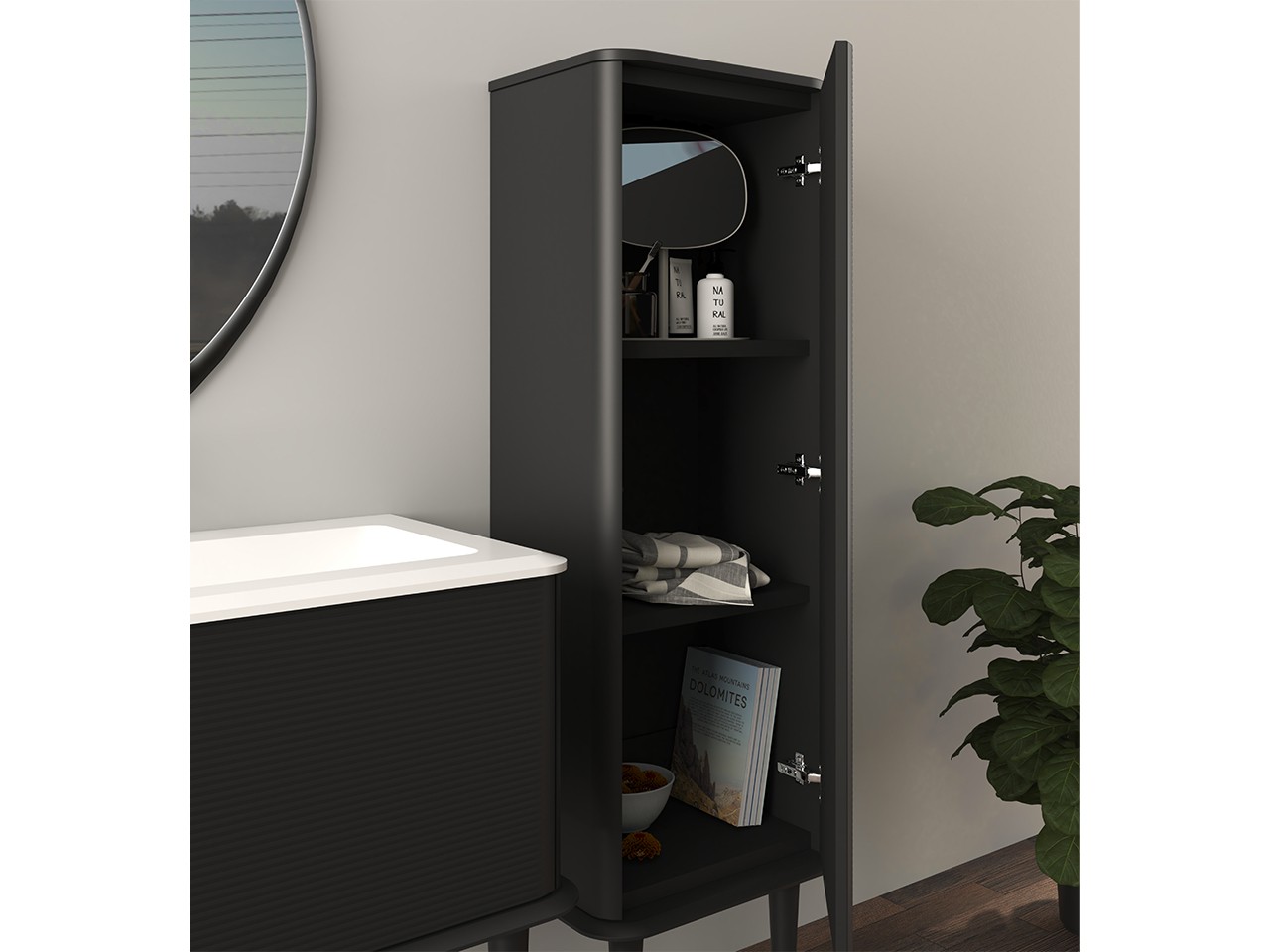 Colonna a terra ATLAS H123 con piedini - finitura Nero Opaco - Iperceramica