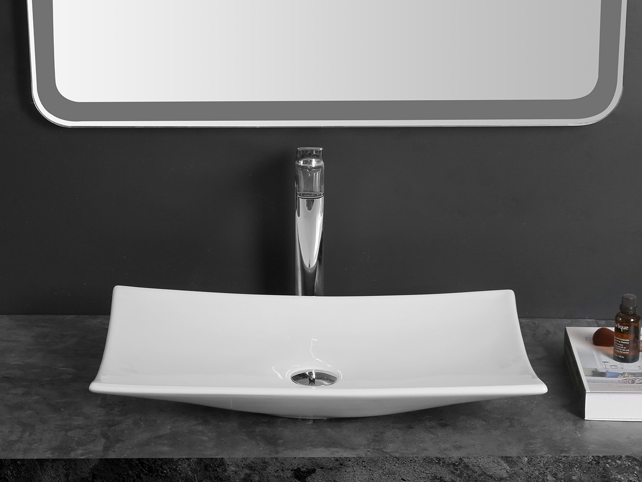 Vasque à poser Soligo 60x40,5 H9 en céramique blanc brillant - Iperceramica