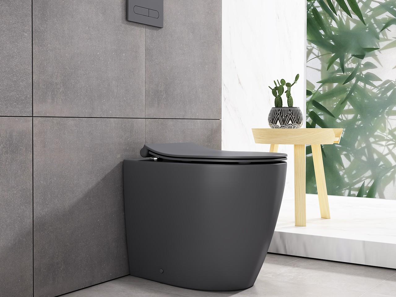 Wc a Terra Sentimenti Neo Rimless 52X36 cm Filomuro Grigio Opaco ...