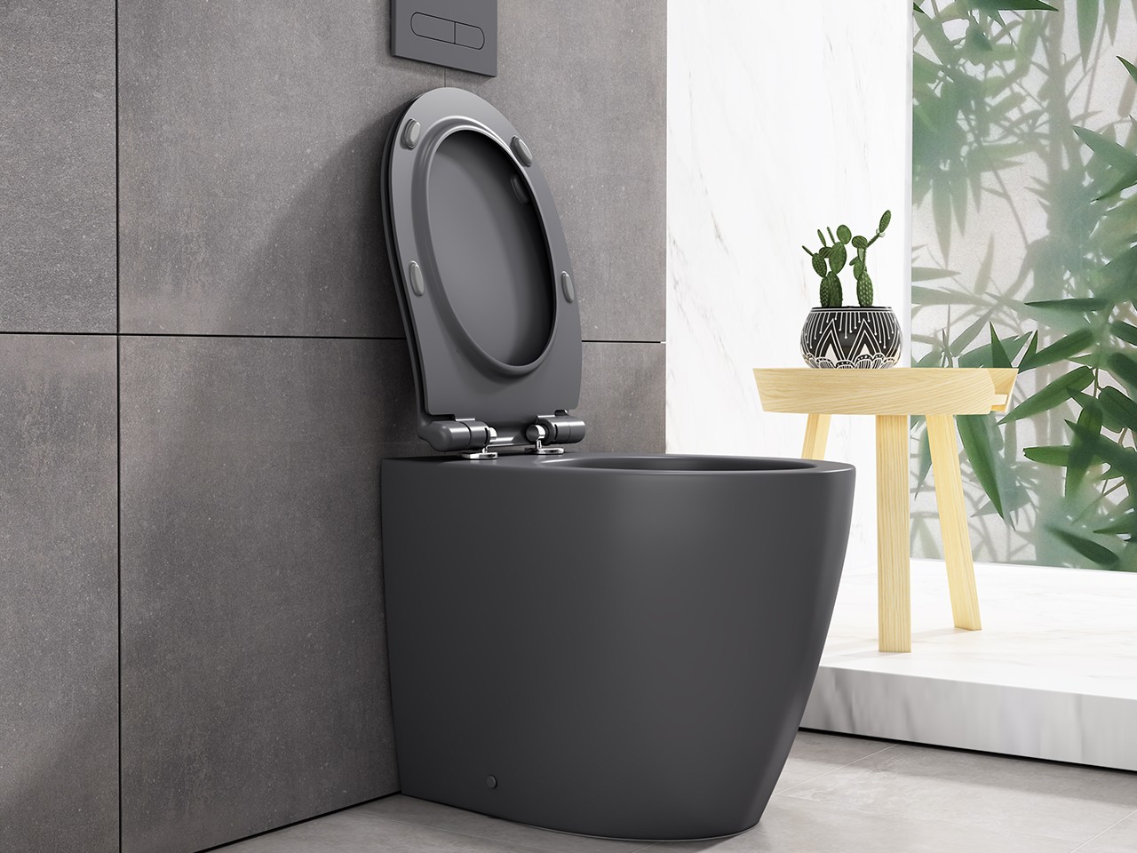 Wc a Terra Sentimenti Neo Rimless 52X36 cm Filomuro Grigio Opaco ...