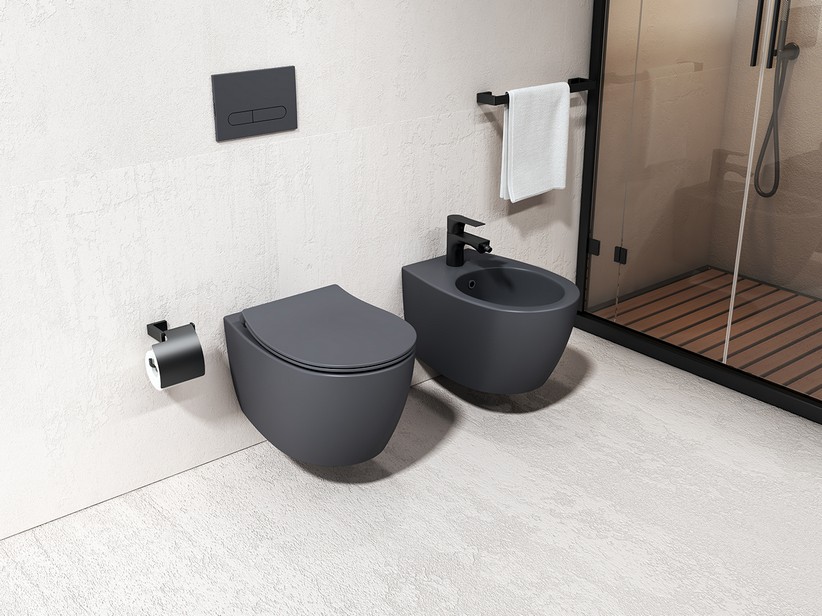 Wand-Bidet Sentimenti Neo 51x36 cm grau matt - Iperceramica