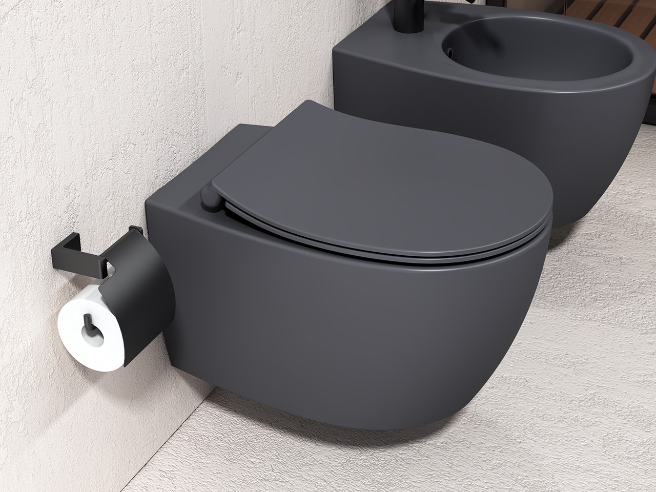 Wand-WC Sentimenti Neo Rimless 51x36 cm grau matt - Iperceramica