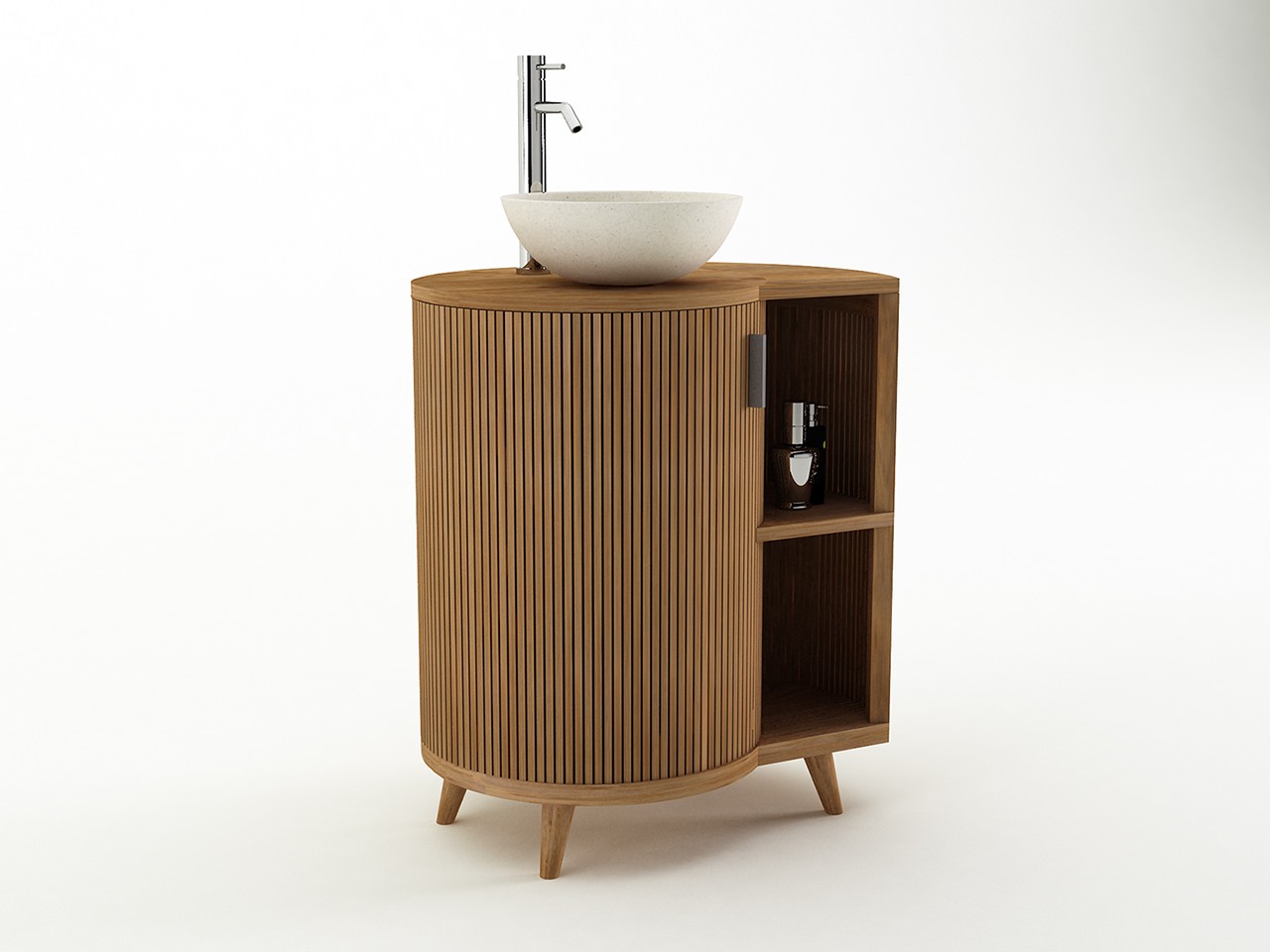 Mobile Bagno KOMODO 67 1 Anta in Legno Massello Naturale Teak ...