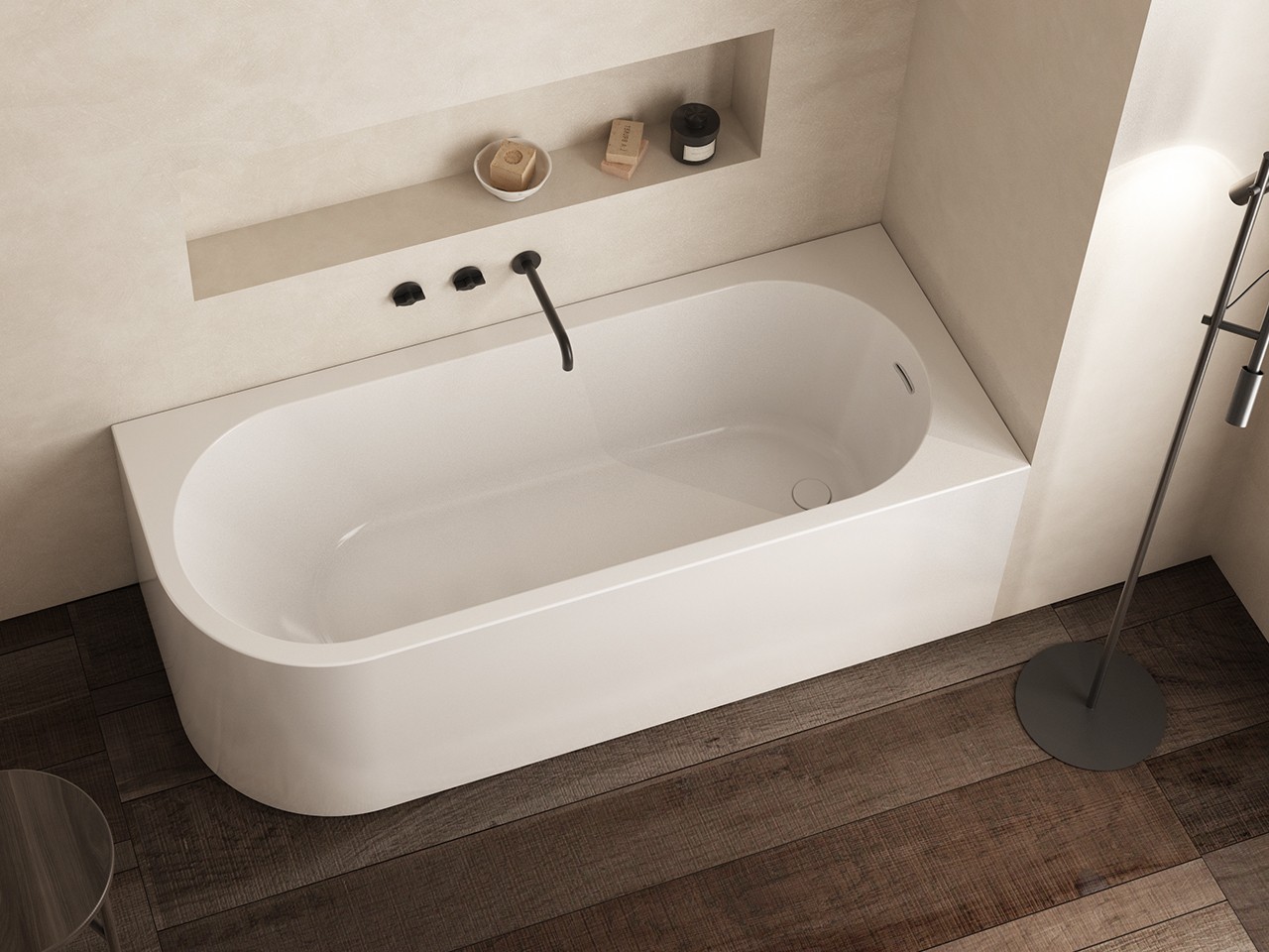 Baignoire d’angle droit Daisy 170x70 cm blanc brillant - Iperceramica