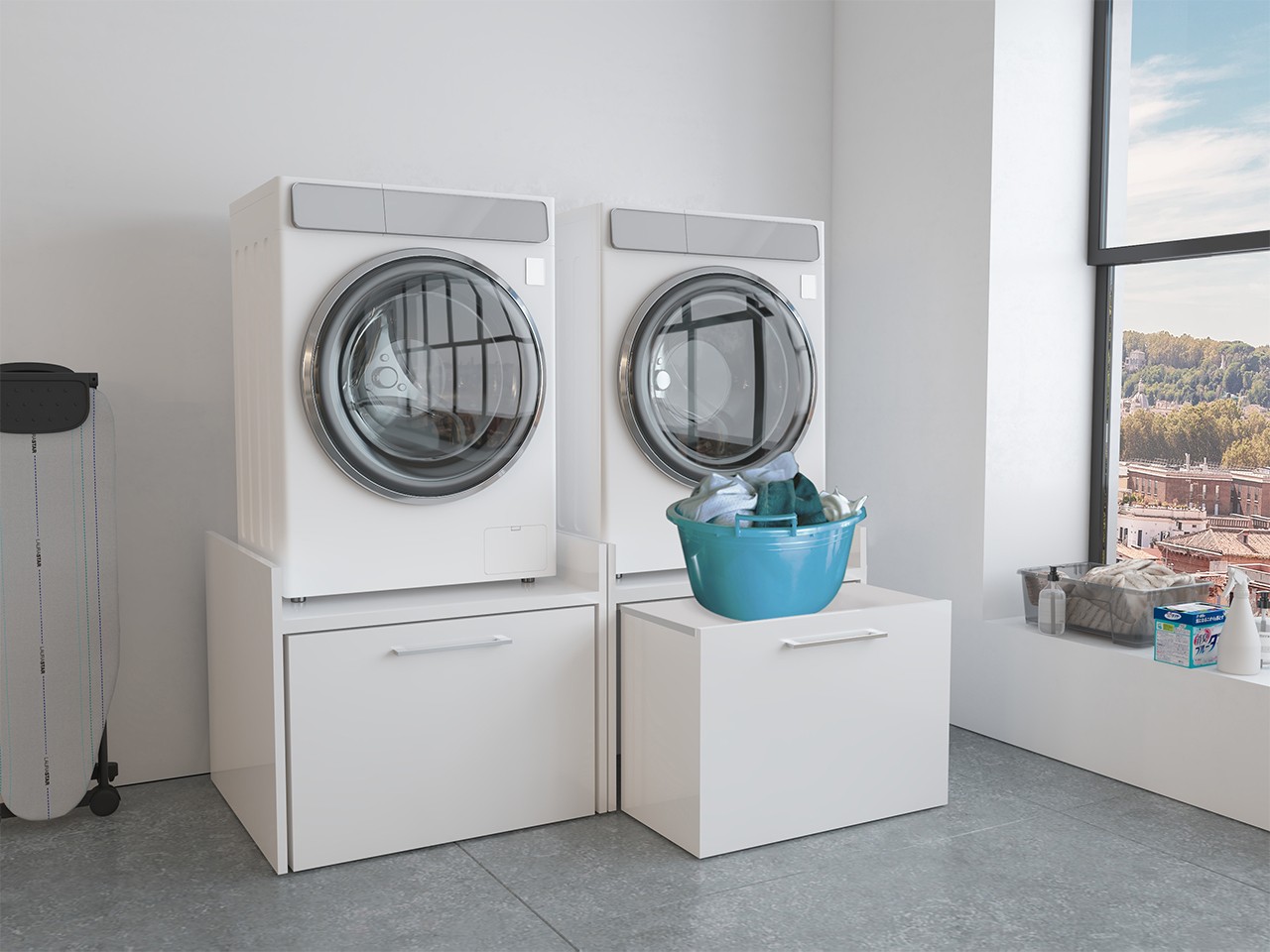 COMFORT UNDER-WASHER BIG DRAWER WHITE LAMINATED WOOD - Iperceramica