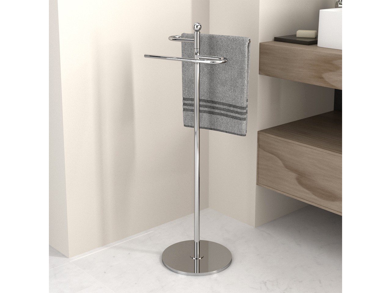 IRIS BATHROOM STAND WITH CHROME TOWEL HOLDER - Iperceramica