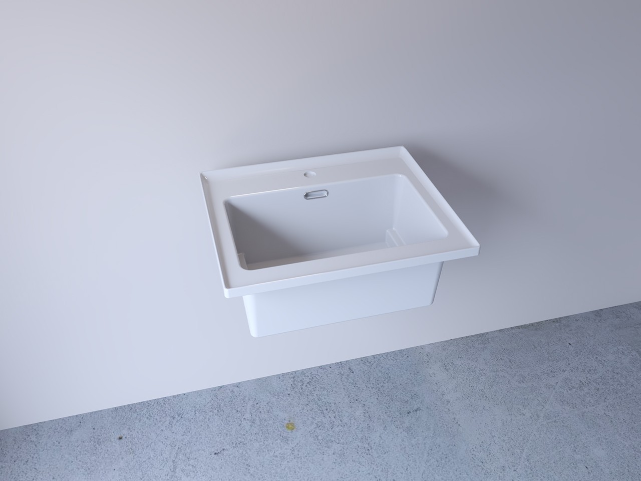 Bac à laver semi-encastrable BONK 61x51 cm en céramique blanc brillant ...