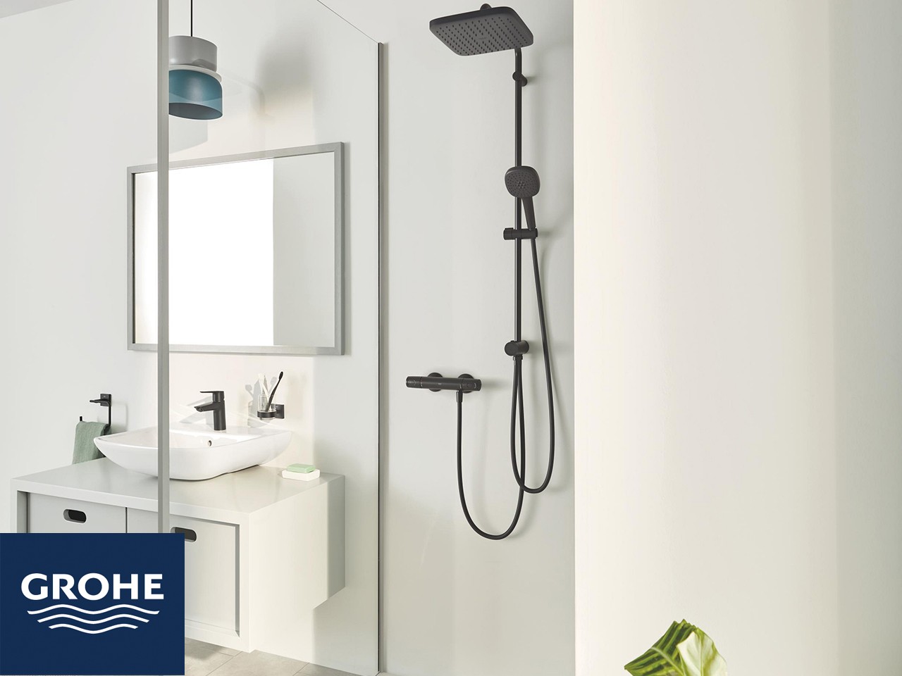 Grohe® Vitalio Start Cube 250 Duschsäule mit Handbrause 110 Mattschwarz ...