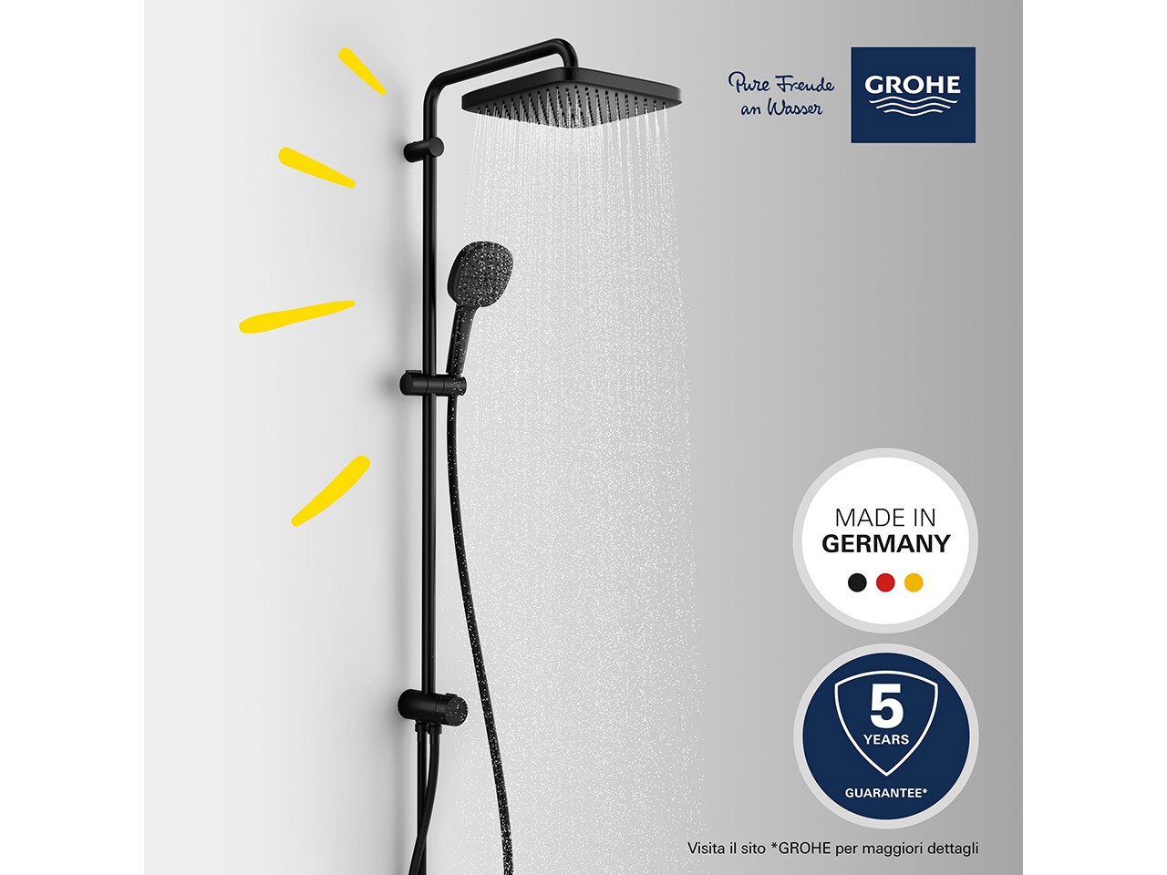 GROHE® VITALIO START CUBE 250 SHOWER COLUMN WITH HANDSHOWER 110 MATT ...
