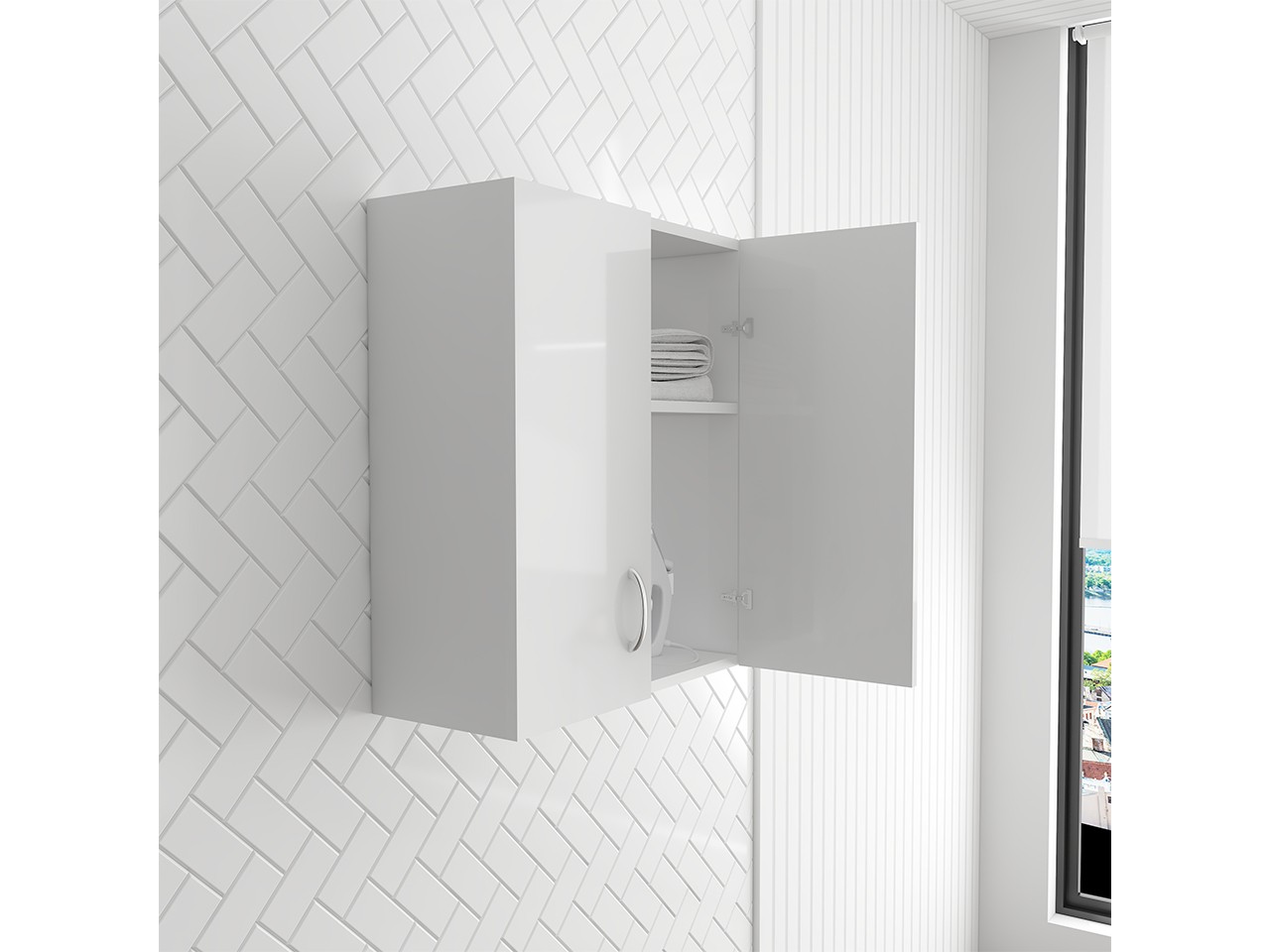 Pensile sospeso Eco 60x50 cm 2 Ante in legno finitura Bianco - Iperceramica
