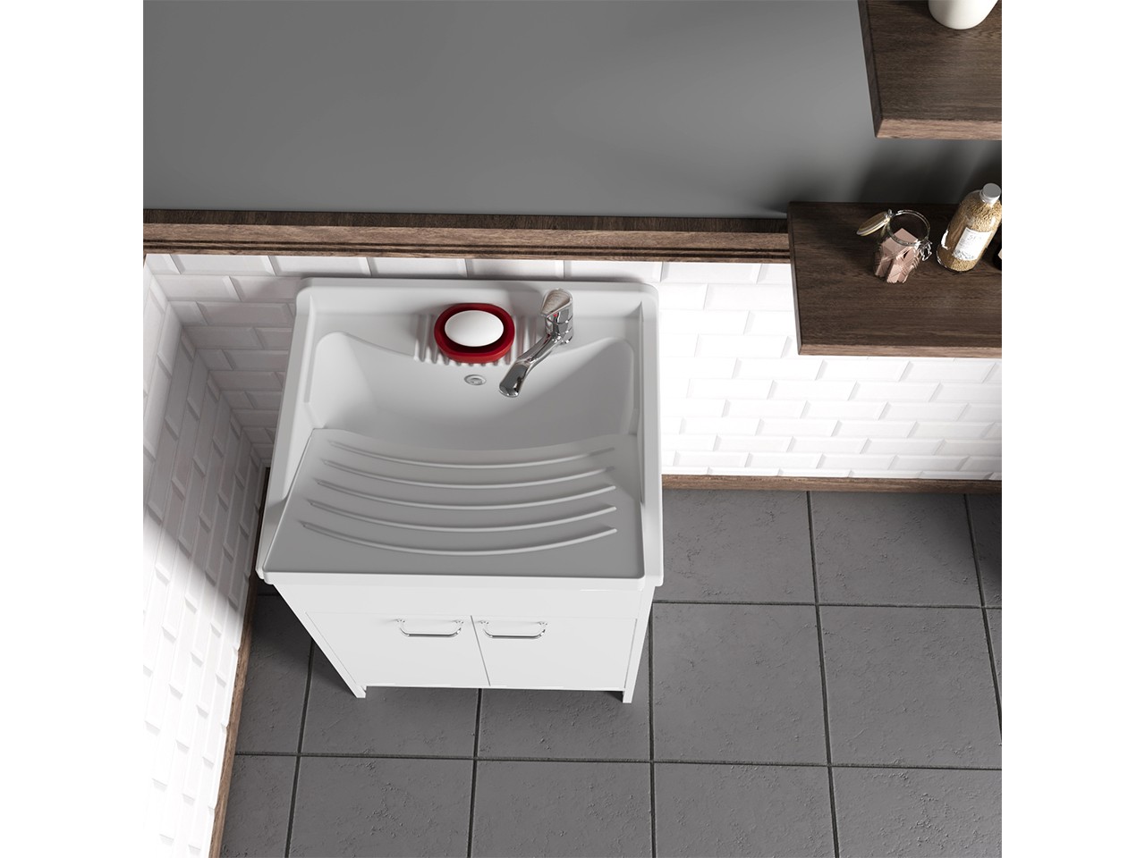 Waschküchenmöbel Garden 60x60 cm aus PVC Weiß - Iperceramica