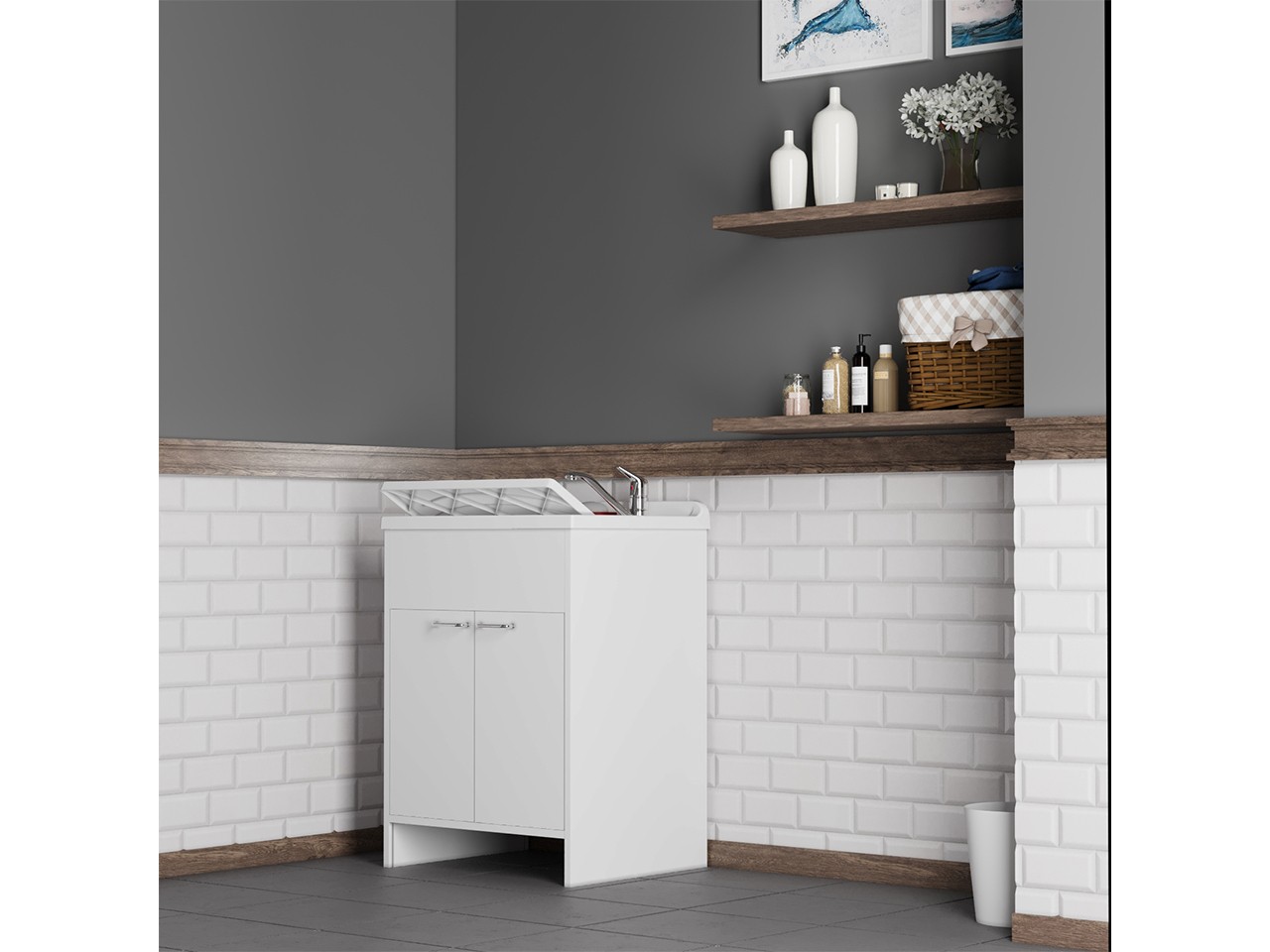 Waschküchenmöbel Garden 60x60 cm aus PVC Weiß - Iperceramica