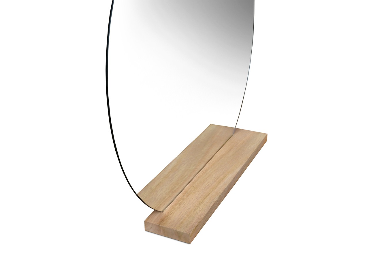 Kyoto Bathroom Mirror Ø85 with Shelf cm 60X12,5Xh3 Teak Natural ...