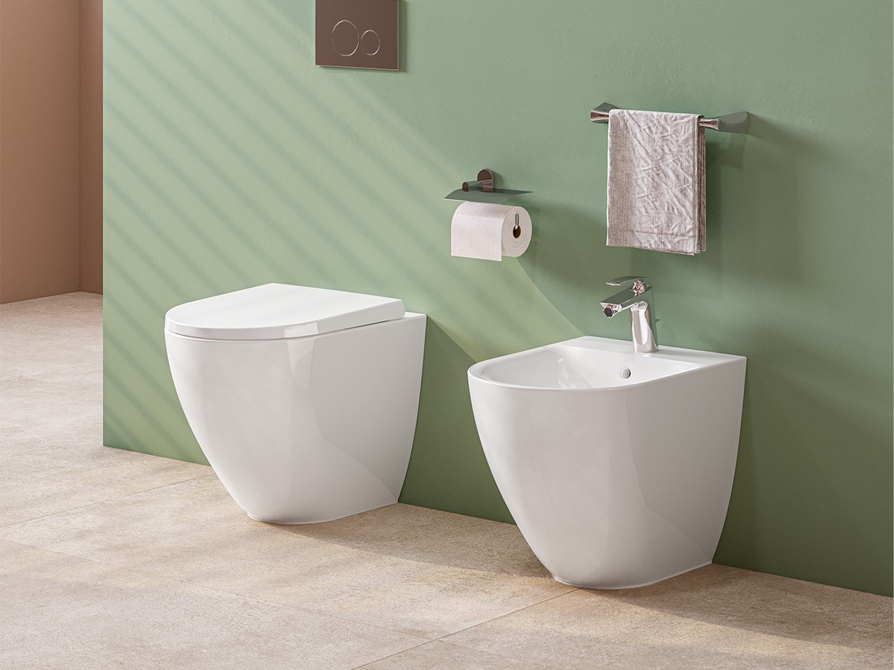 WC à poser Dakar 52 cm rimless adossé au mur blanc brillant - Iperceramica