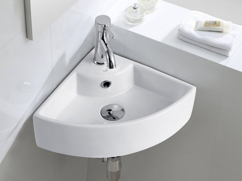 Mini Segovia 46X32,5 H12,5 Ceramic Corner Washbasin - Iperceramica-mt