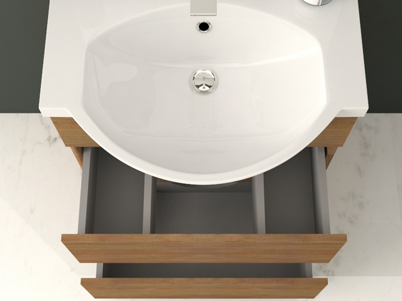 Mobile Bagno Alyssa 61 cm a Terra Rovere Tabacco Lavabo Bianco Lucido ...