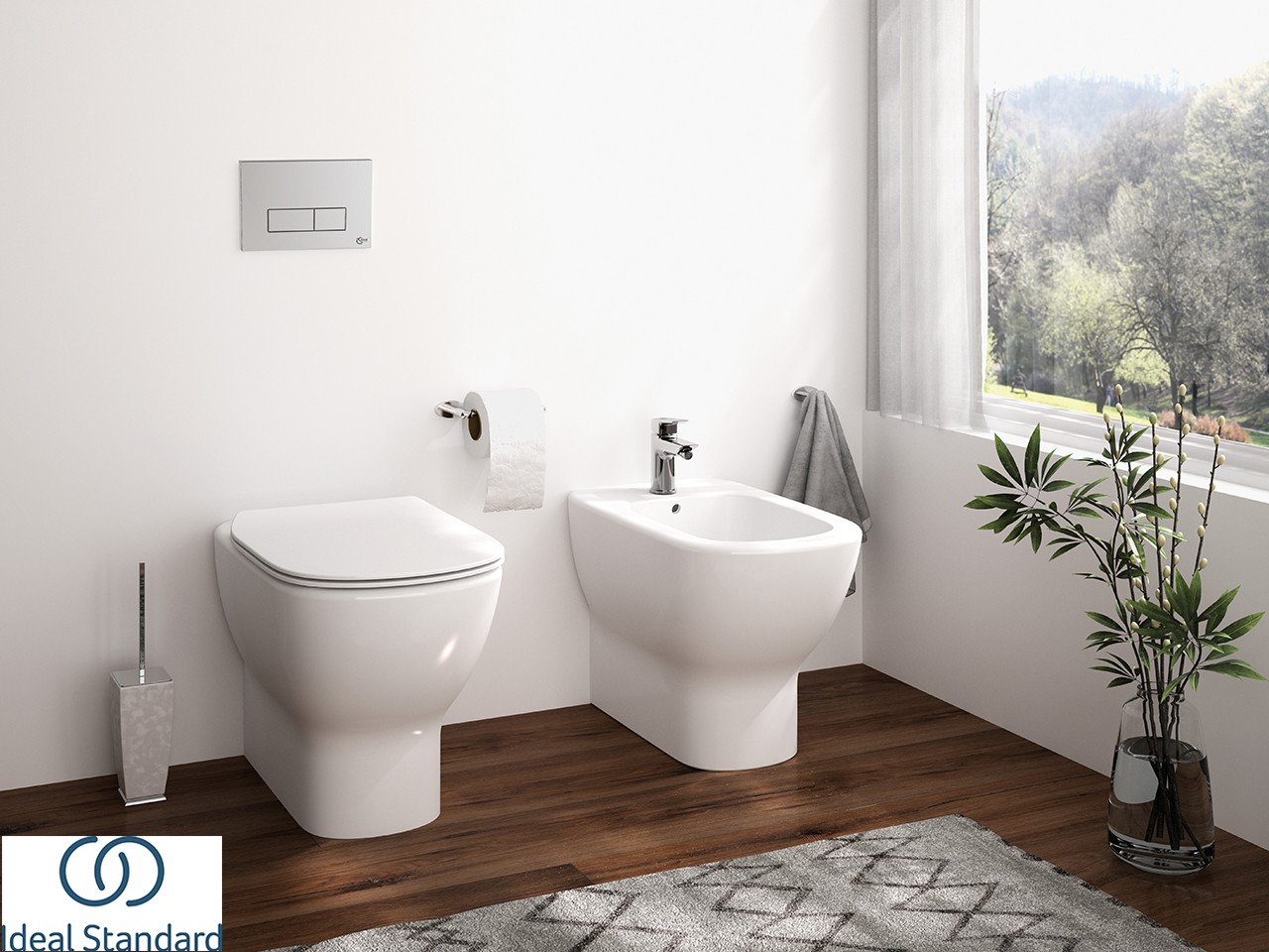 Wc à poser Ideal Standard® Tesi Aquablade adossé au mur avec abattant ...