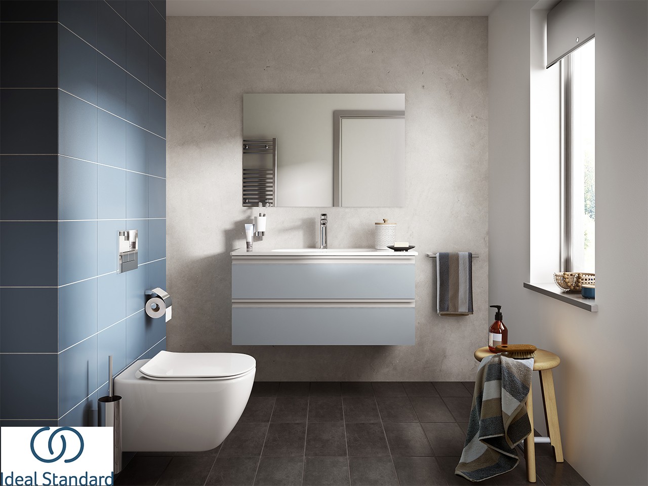 Ideal Standard® Tesi Aquablade Wall-Hung Pan with Seat Matt Silk White ...