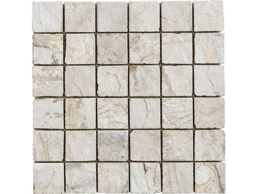 Mosaïque Bali White 30x30 grès cérame effet ardoise blanche - Iperceramica