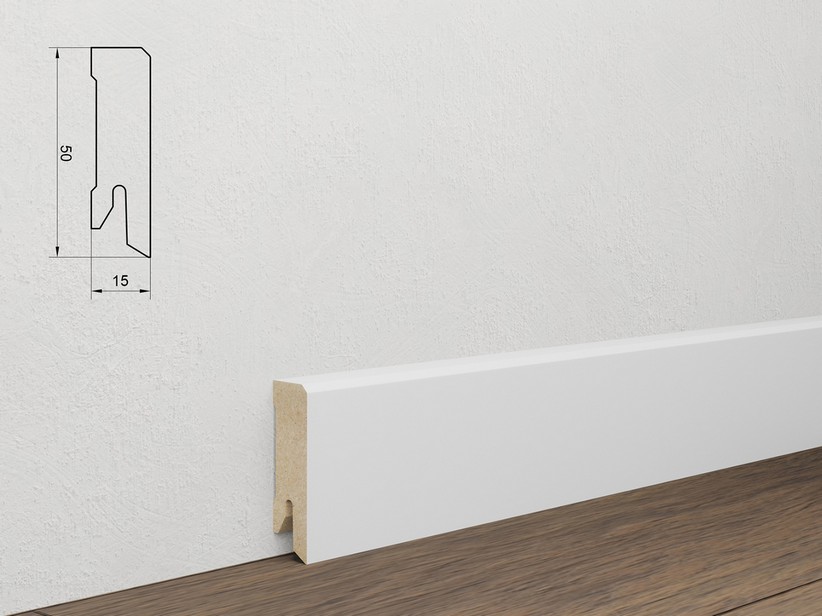 Battiscopa Mdf Bianco Quadrato Lunghezza 2,4m - Iperceramica