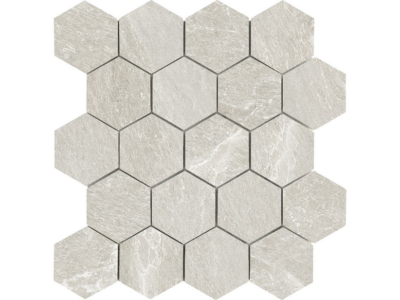Mosaïque hexagonale Cardiff Grey 29x27 grès cérame effet ardoise grise ...