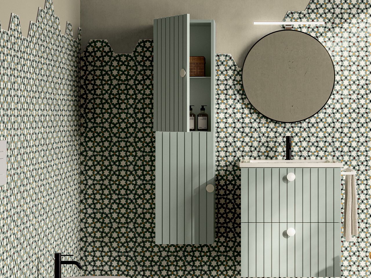 LERICI BATHROOM COLUMN H140 2 DOORS MATT GREEN - Iperceramica