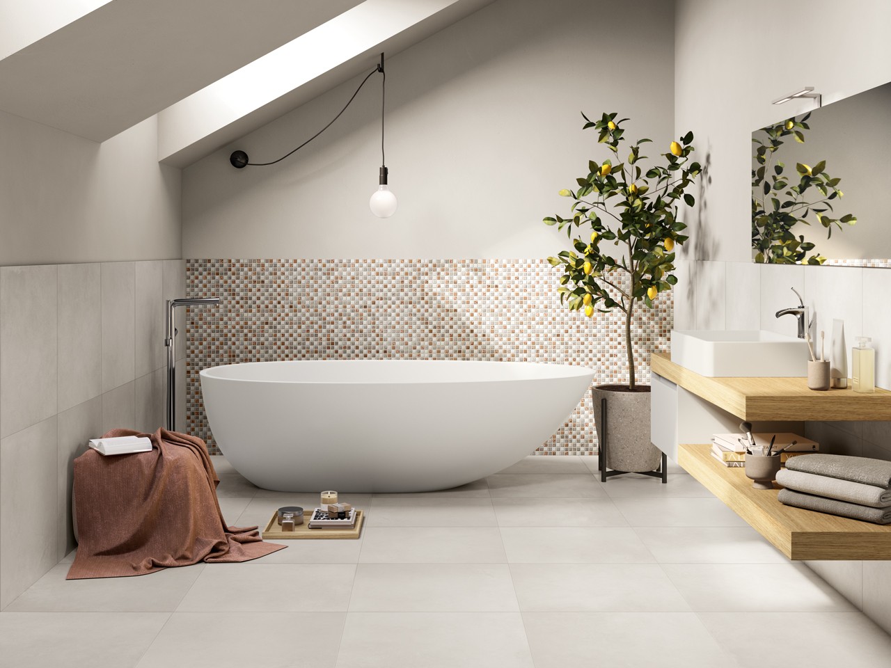 Piastrella Comfort White 60x60 Gres Effetto Cemento Bianco - Iperceramica