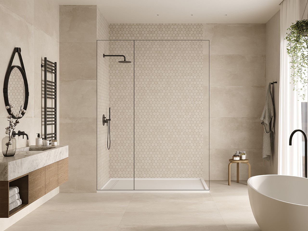 Mosaico Concept Sand Esagona 27x29 Gres Effetto Cemento Beige ...