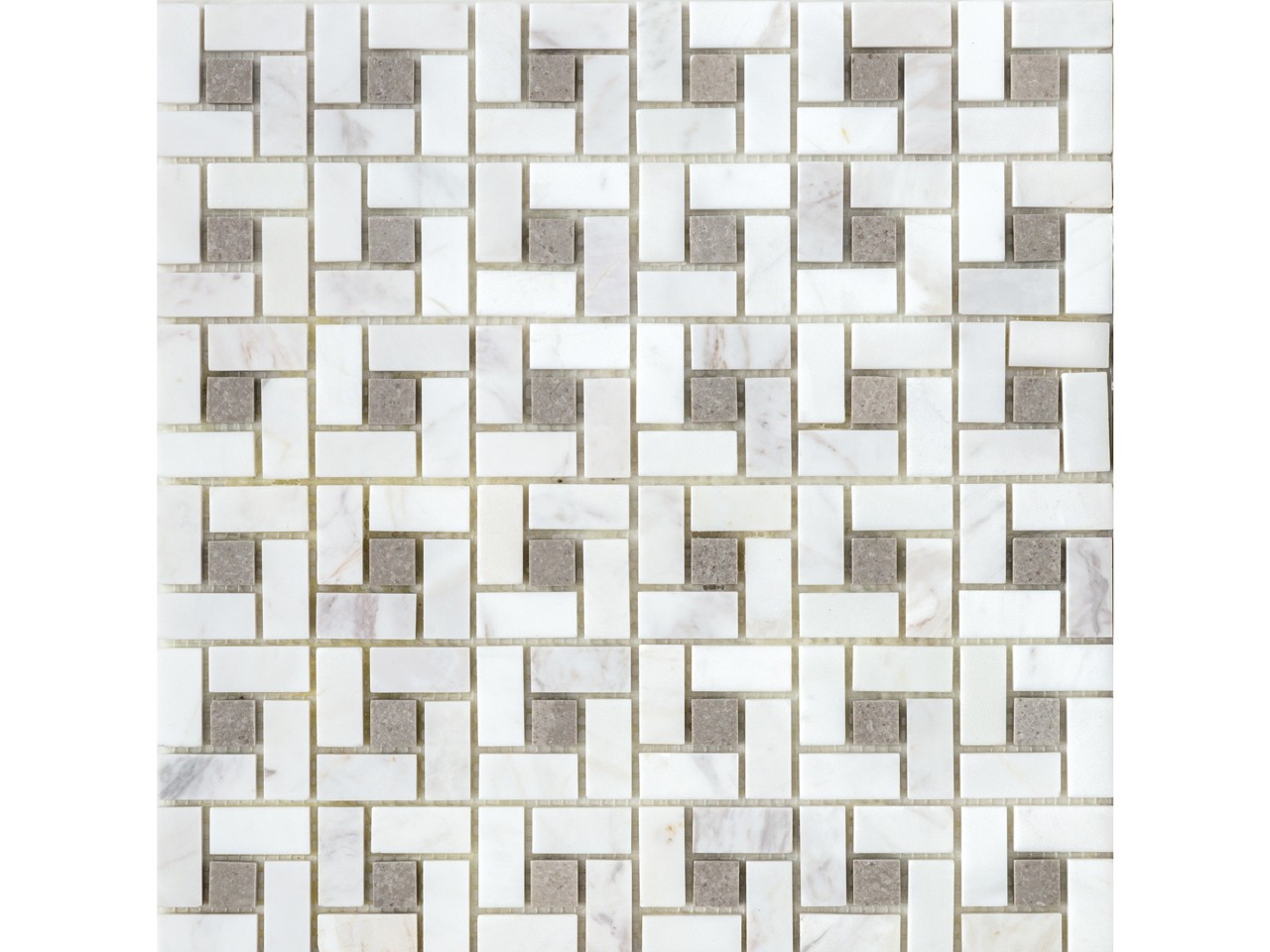 Mosaïque marbre Damier Taupe 30,5x30,5 gris/blanc - Iperceramica