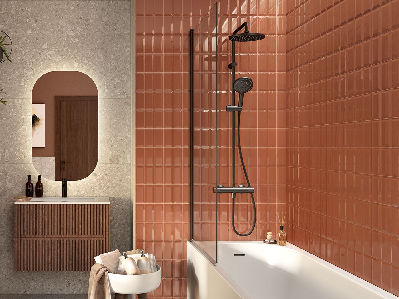Diamante Terracotta 7,5x15 Shiny Diamond Effect Brick Red Tile ...