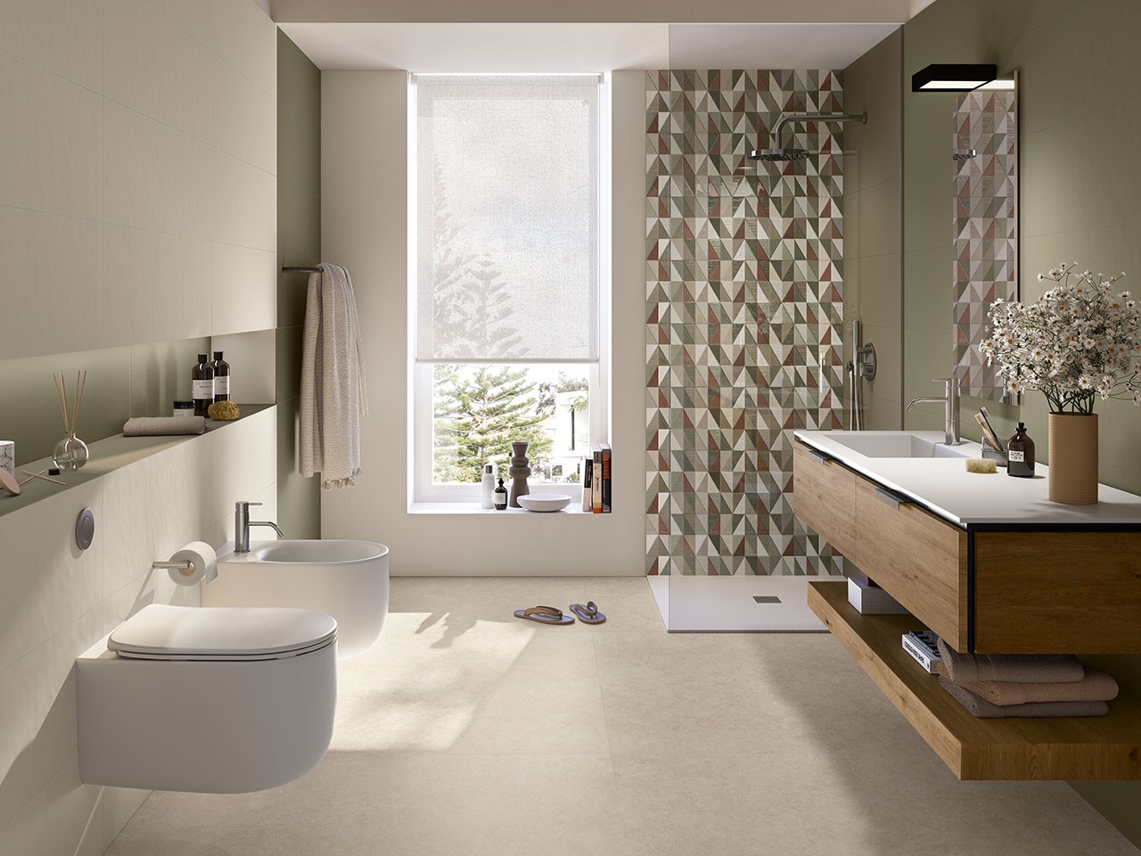 Carrelage mural Fall Olive 30x90 vert olive mat - Iperceramica