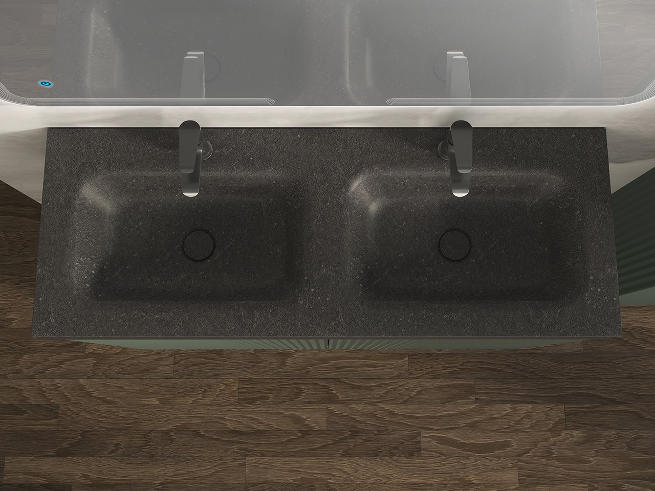 Mobile Bagno FARO Freestanding 120 cm Cannettato Verde Opaco e Lavabo ...