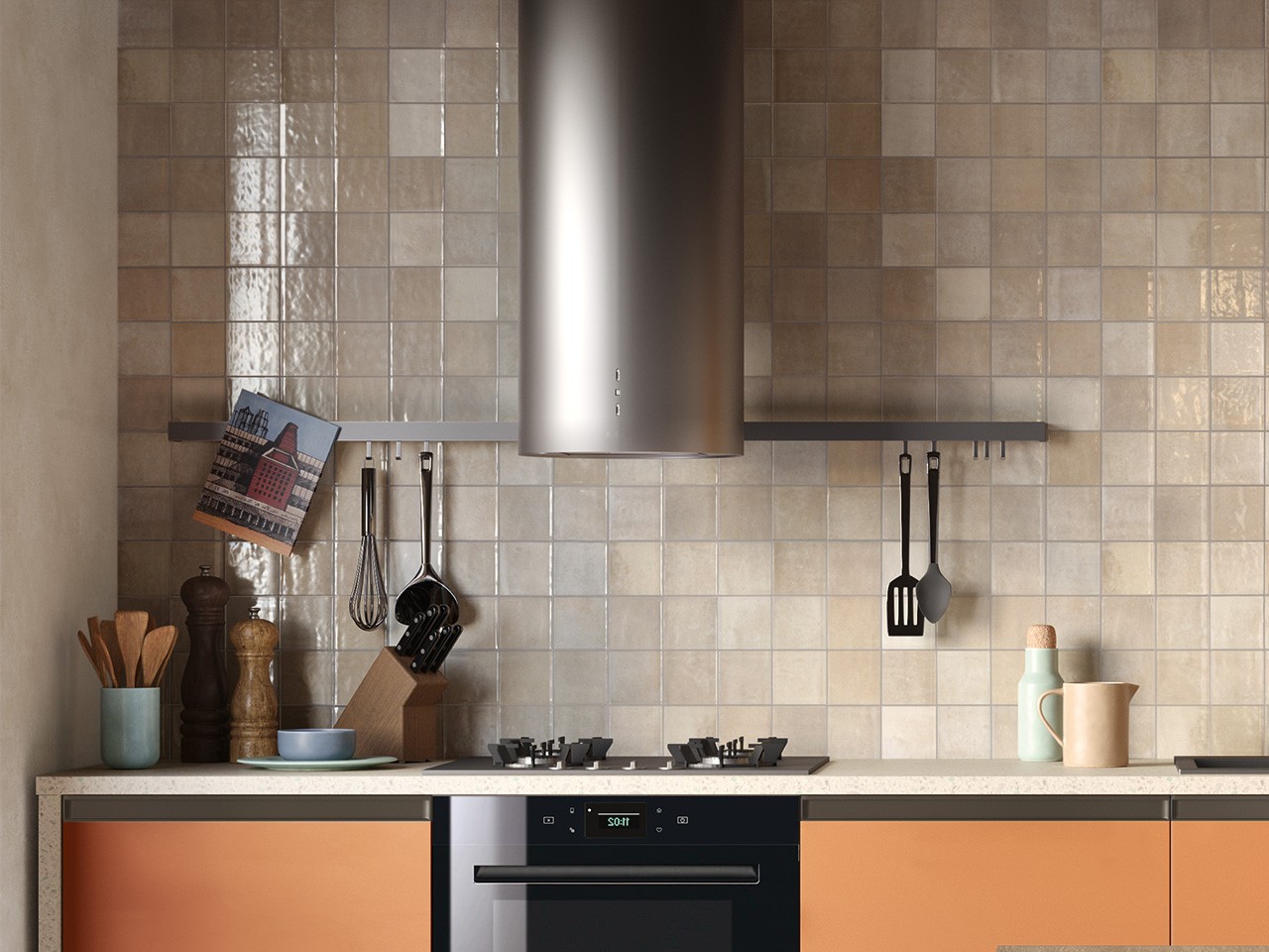Carrelage mural Fez Argilla 10x10 effet zellige beige brillant ...