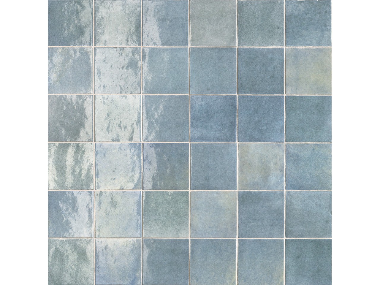 Carrelage mural Fez Avio 10x10 effet zellige bleu clair brillant ...