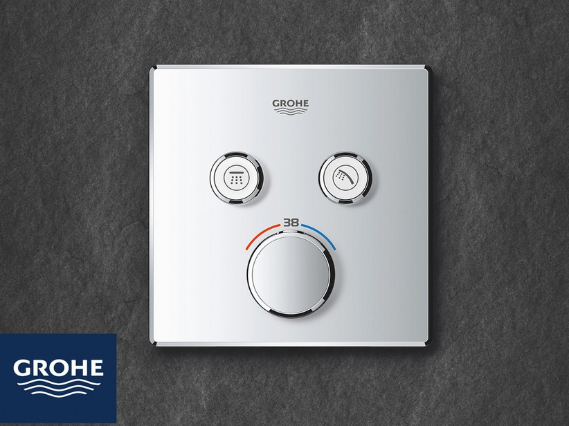 GROHE® SMARTCONTROL CUBE SHOWER MIXER THERMOSTATIC CHROME WITH DIVERTER ...
