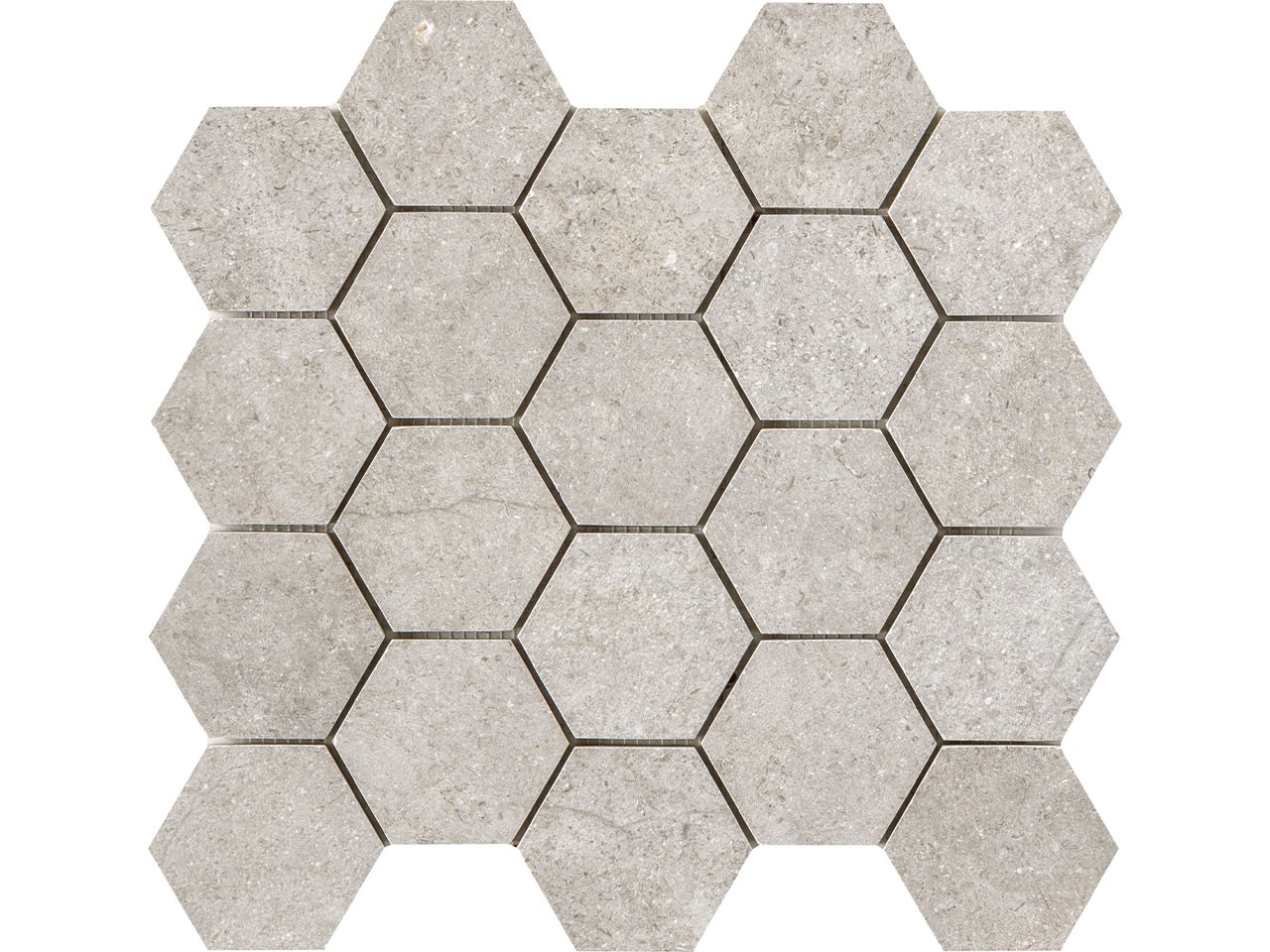 Highlands Grey Limestone Effect Porcelain Mosaic 29X27 - Iperceramica-mt