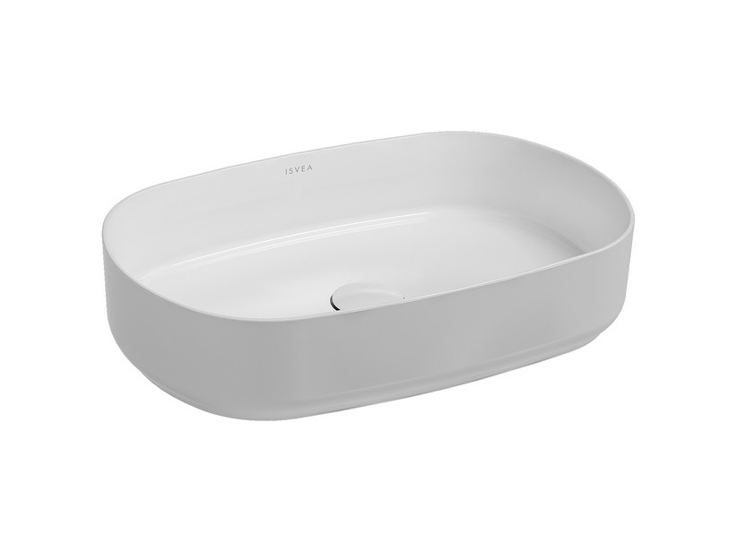 Lavabo da Appoggio Infinity Ellittico 55x36 H12 cm Ceramica Bianco ...