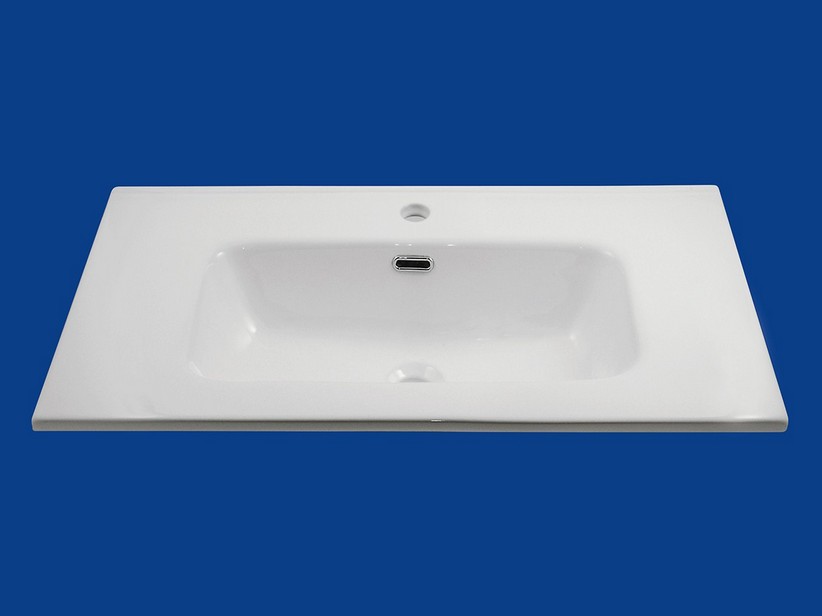 Meuble de salle de bains Smile 90 cm mélèze gris avec lavabo en ...