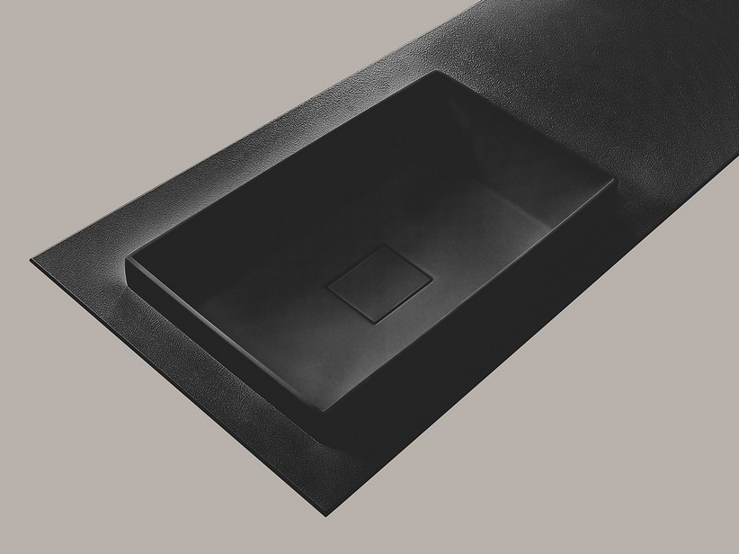 Star Basin 140,5X51,5 cm with Left Semi-Recessed Bowl And Stone-Effect ...