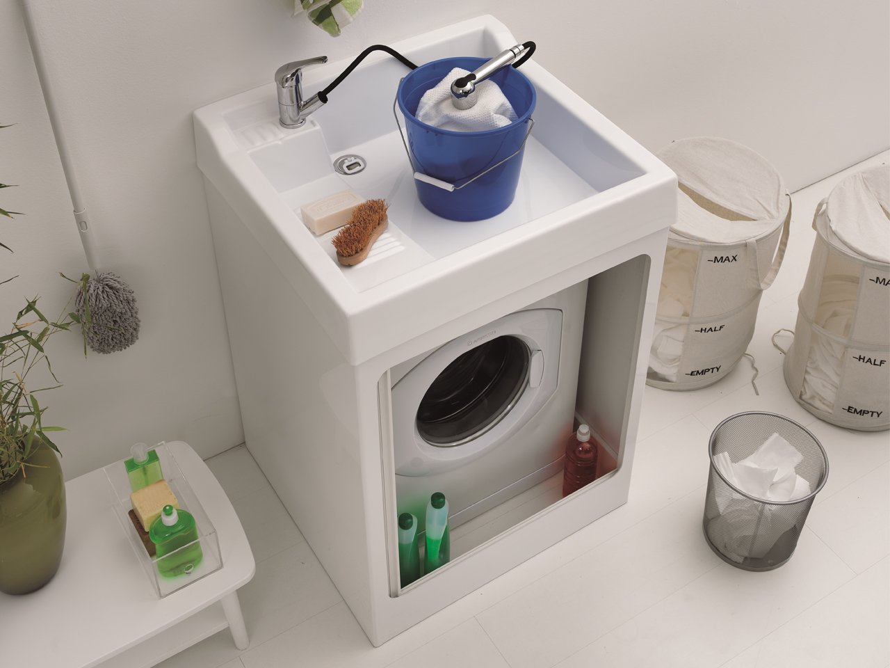 Bac à laver Lavacril avec meuble pour lave-linge avec structure en ...