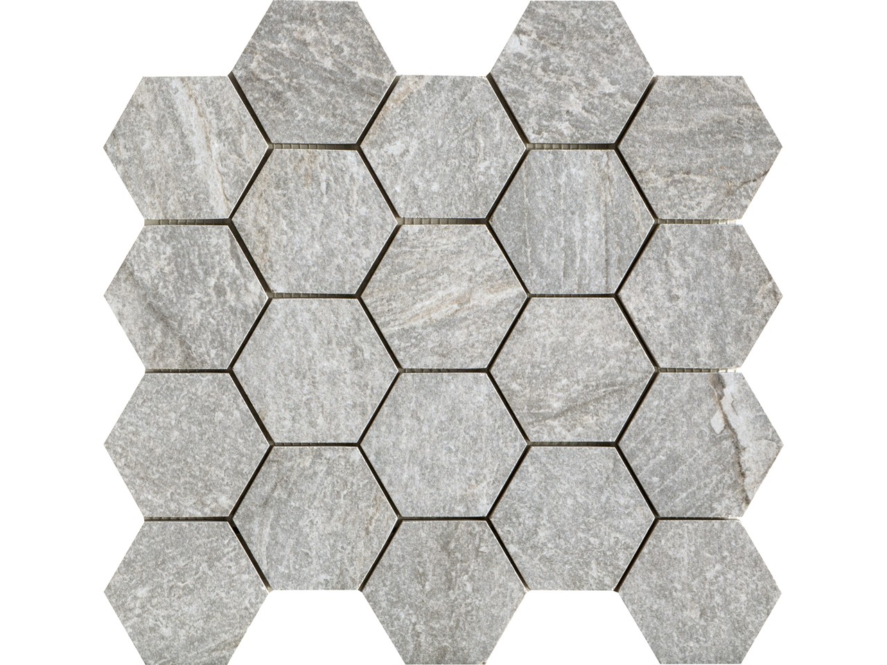Mosaïque Alpes Grey 29x27 grès cérame effet pierre quartzite gris ...