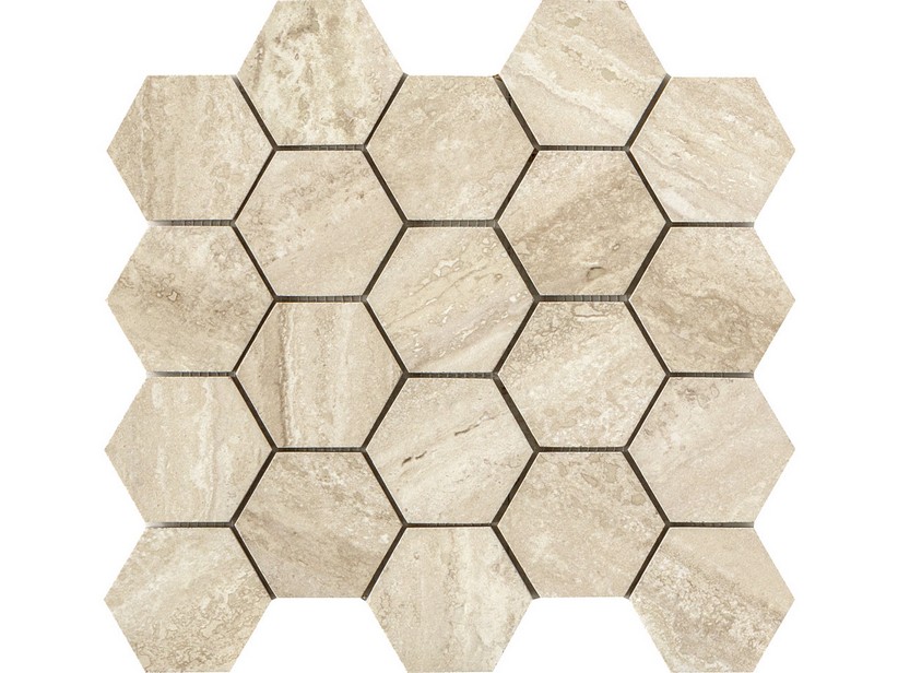 Vogue Cream Natural Travertine Effect Porcelain Mosaic 29X27 ...